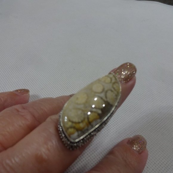 Handmade | Jewelry | Natural Fossil Coral Handmade Sterling Ring Size 8 399a | Poshmark